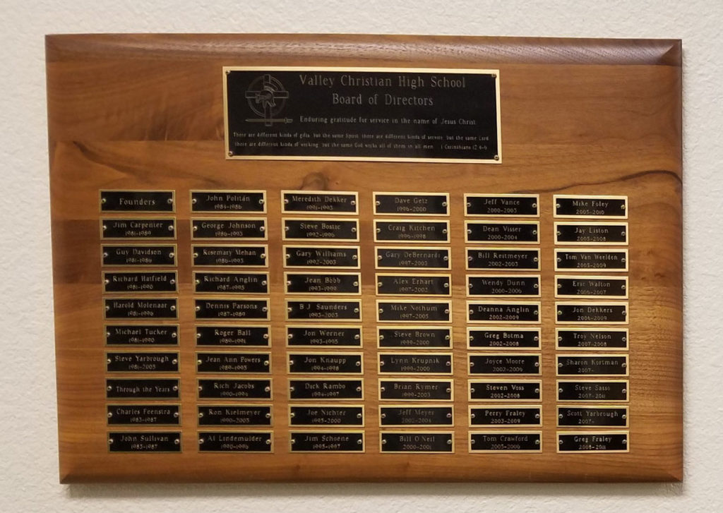 Board-of-Directors-Plaques_founders - Valley Christian Schools