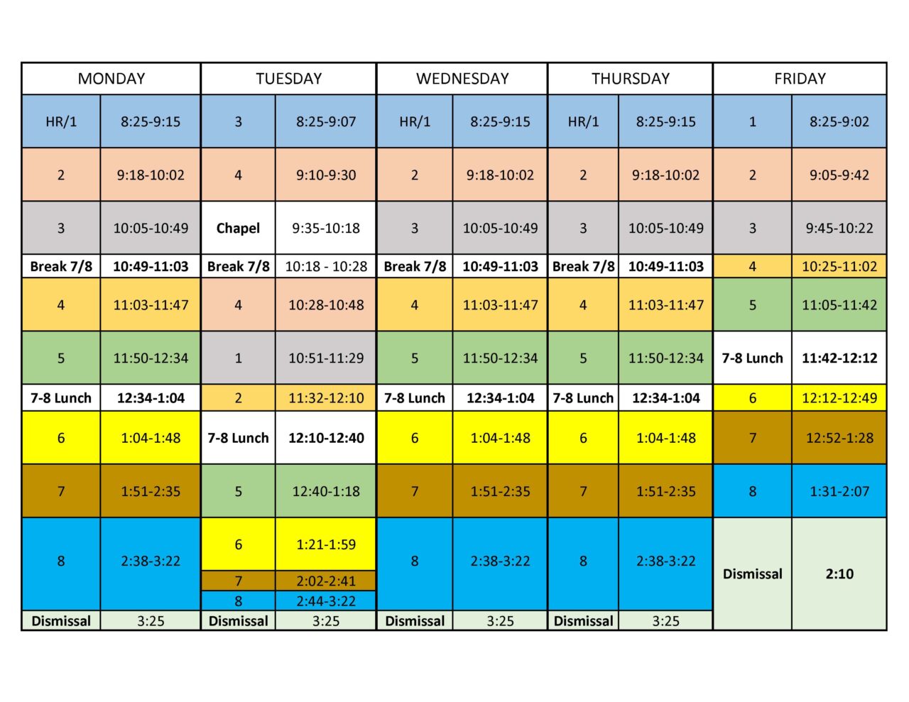 Academic Schedule - Valley Christian Schools